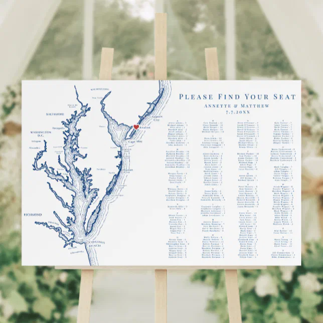 Avalon NJ Alphabetized Wedding Seating for 200 Foam Board | Zazzle