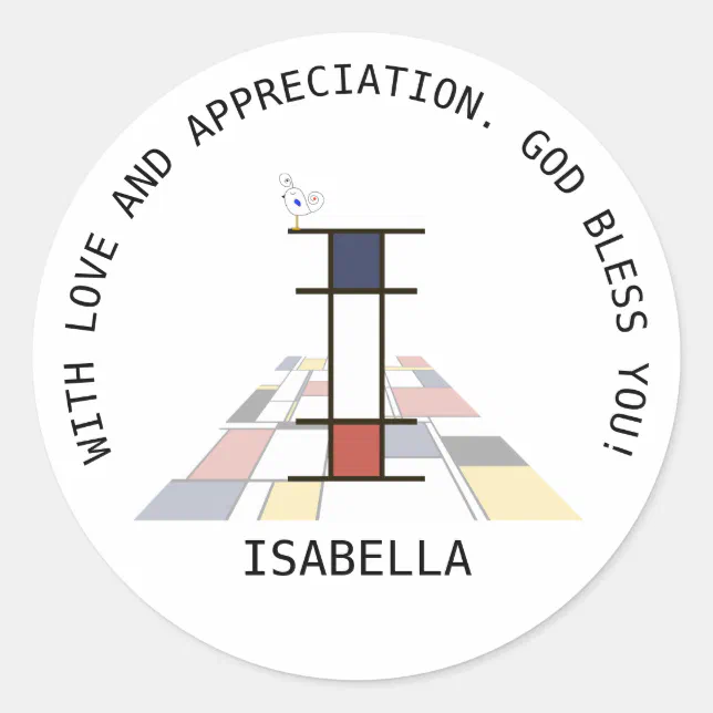 Avant-Garde Art Style Monogram. Letter I Classic Round Sticker | Zazzle