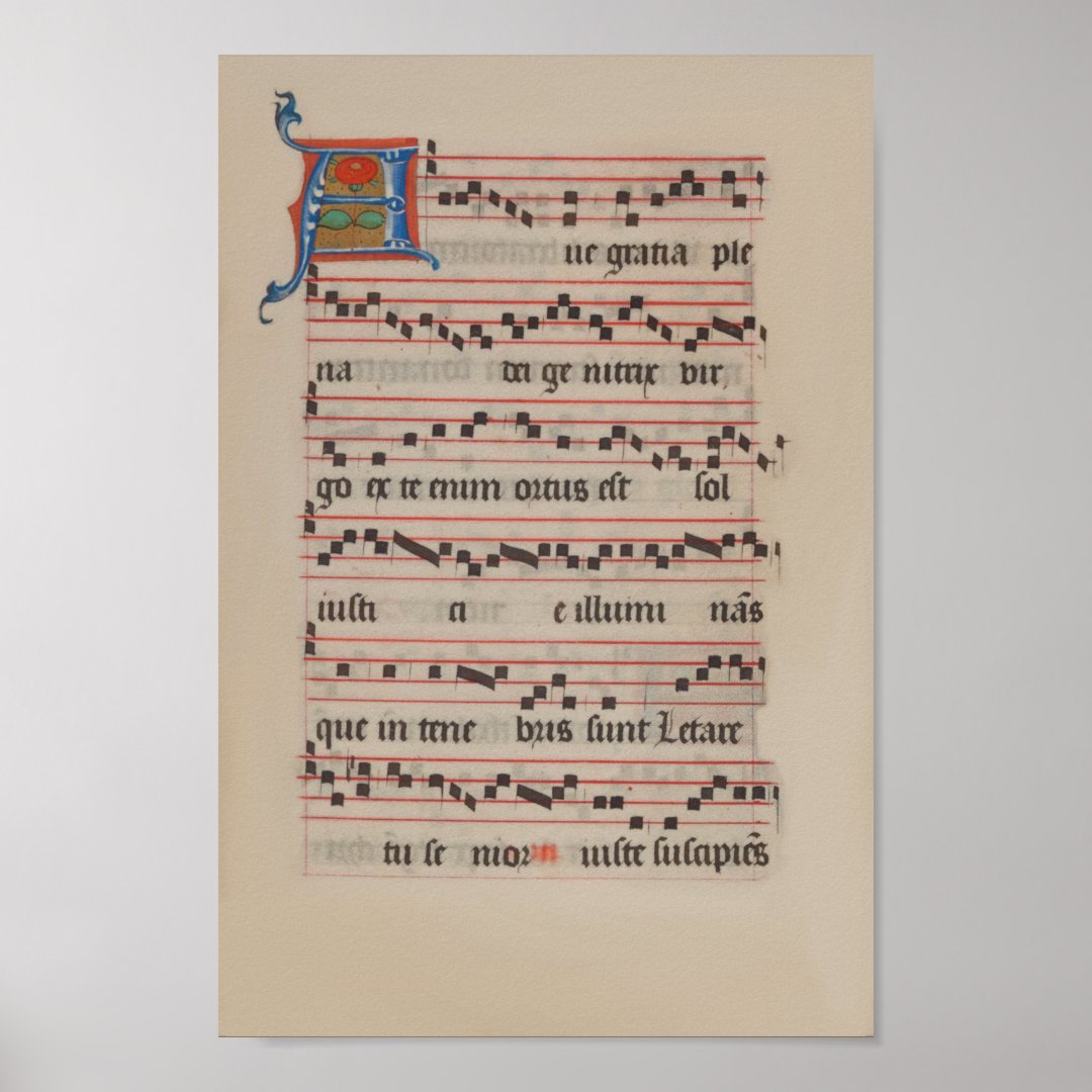 Ave gratia plena - Antiphon Medieval Manuscript Poster | Zazzle