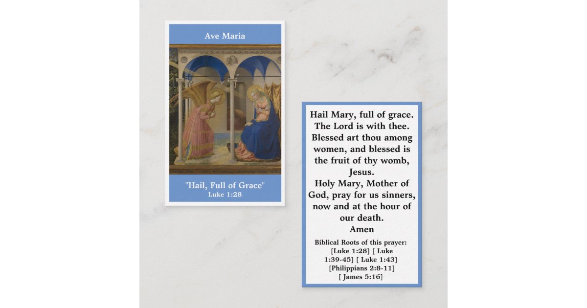 Ave Maria Hail Mary prayer card | Zazzle