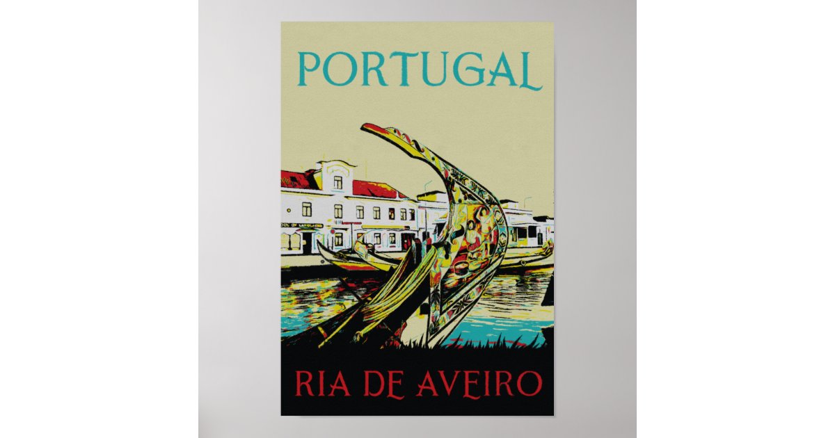 Aveiro Lagoon illustration Portugal vintage travel Poster | Zazzle
