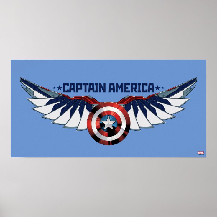 Avengers | Captain America Shield With Wings Poster | Zazzle