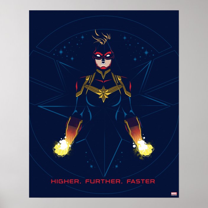 Avengers | Captain Marvel Reflected Light Line Art Poster | Zazzle.com