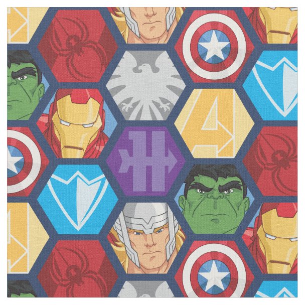 Avengers Character Logos Fabric | Zazzle