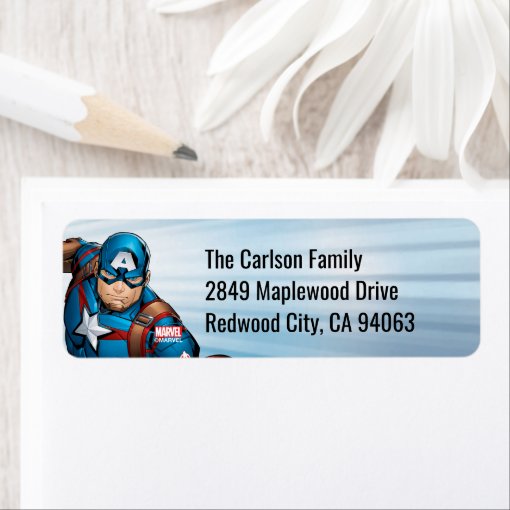 Avengers Classics | Captain America Runs Forward Label | Zazzle