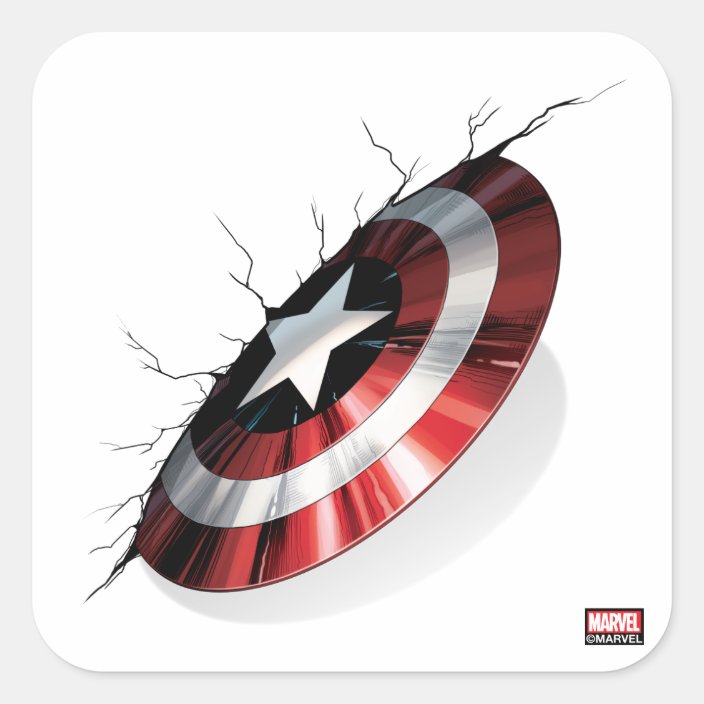 Avengers Classics | Captain America Shield Struck Square Sticker | Zazzle