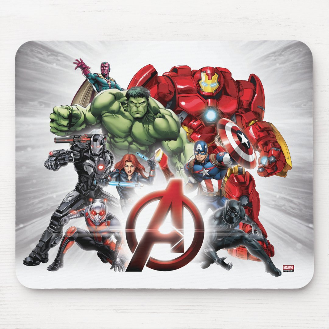 Avengers Classics | Glowing Logo Avengers Group Mouse Pad | Zazzle