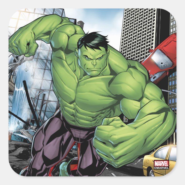 Avengers Classics | Hulk Charge Square Sticker | Zazzle
