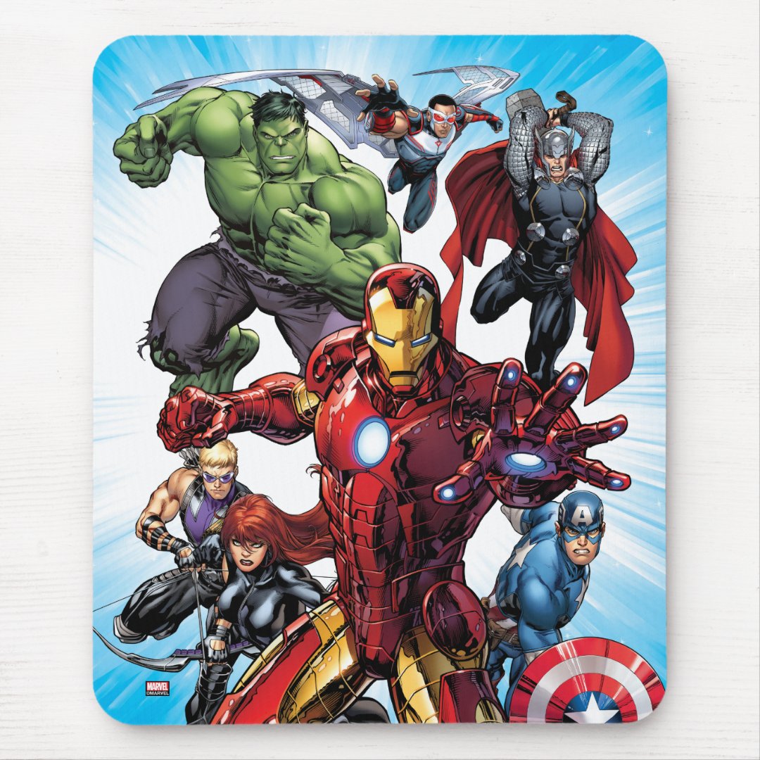Avengers Classics | Iron Man Leading Avengers Mouse Pad | Zazzle