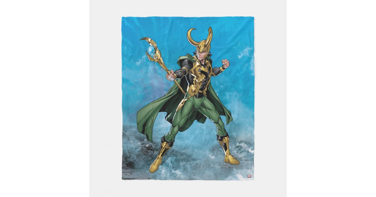 Avengers Classics | Loki With Staff Fleece Blanket | Zazzle