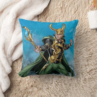 Avengers Classics | Loki With Staff Throw Pillow | Zazzle