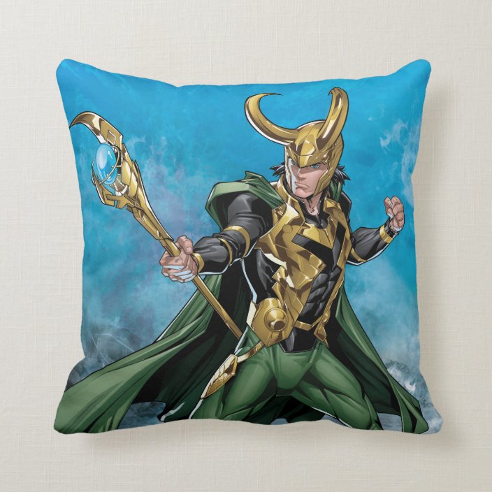 Avengers Classics | Loki With Staff Throw Pillow | Zazzle.com