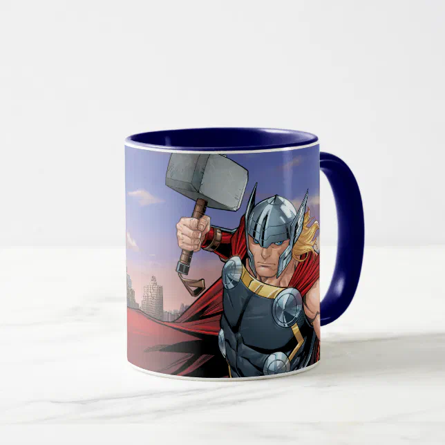 Avengers Classics | Thor Leaping With Mjolnir Mug | Zazzle