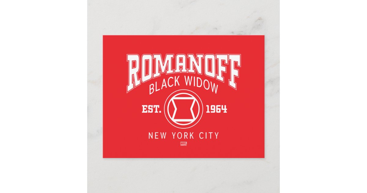 Avengers Collegiate Logo: Romanoff Black Widow Postcard | Zazzle