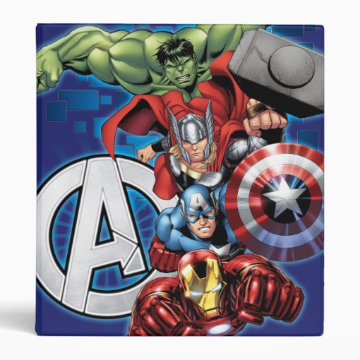 Avengers | High Tech Stacked Group & Logo 3 Ring Binder | Zazzle
