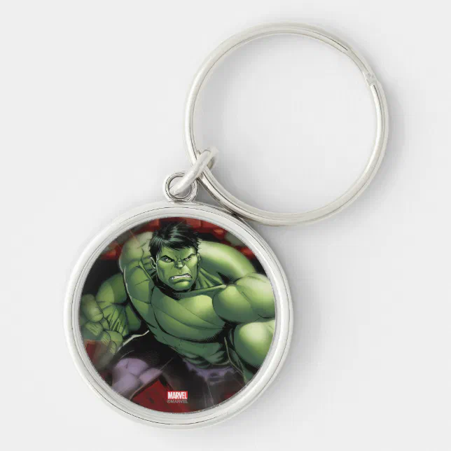 Avengers Hulk Smashing Through Bricks Keychain | Zazzle