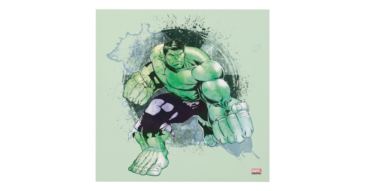 Avengers Hulk Watercolor Graphic Panel Wall Art | Zazzle