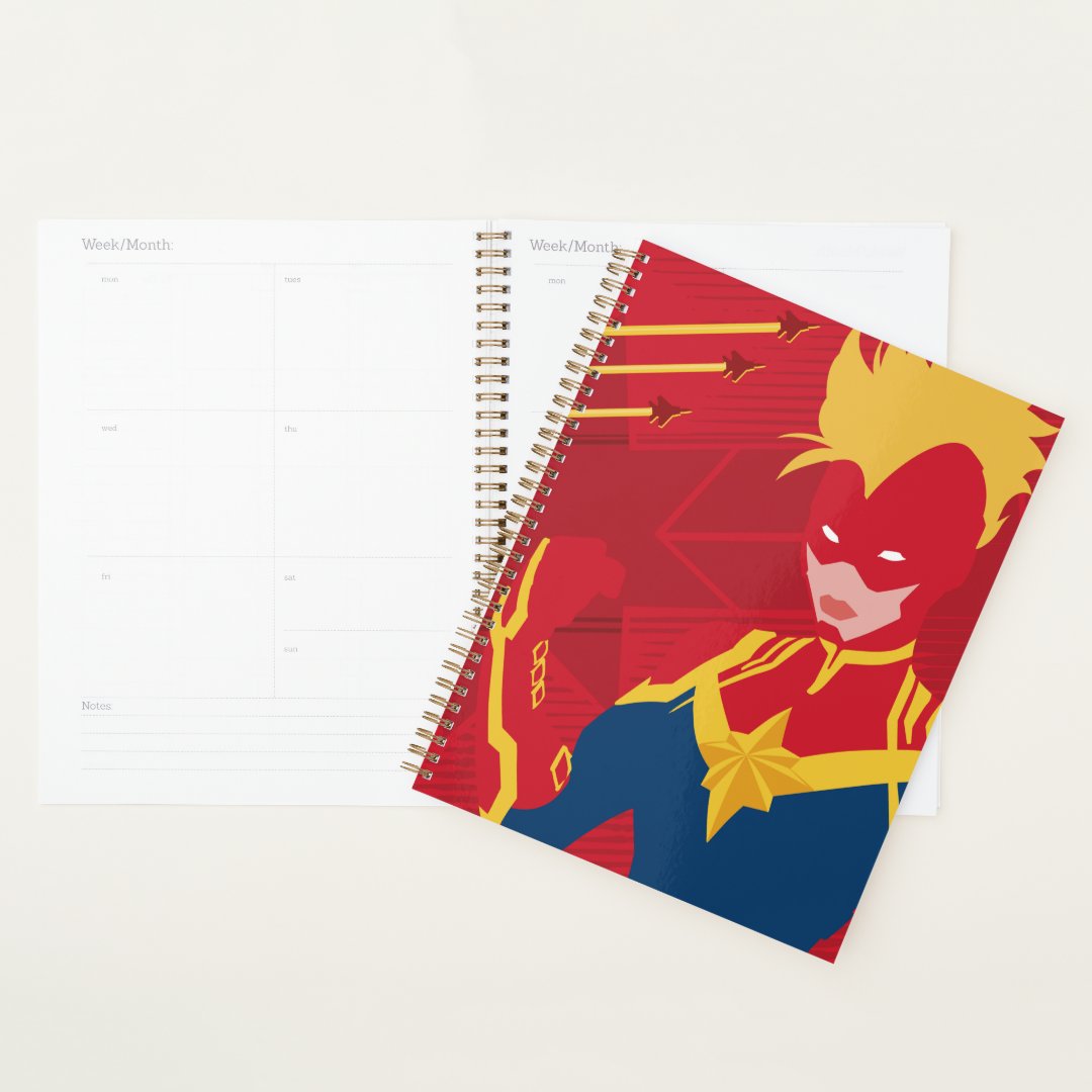 Avengers | Minimalist Captain Marvel Red Jet Art Planner | Zazzle