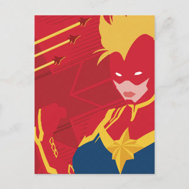 Avengers | Minimalist Captain Marvel Red Jet Art Postcard | Zazzle