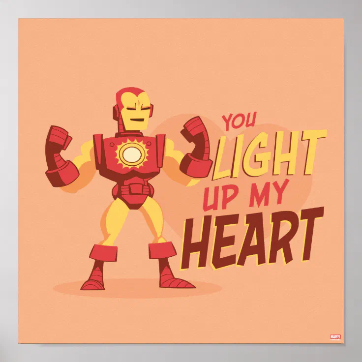 Avengers Valentine's Day | Iron Man Light My Heart Poster | Zazzle