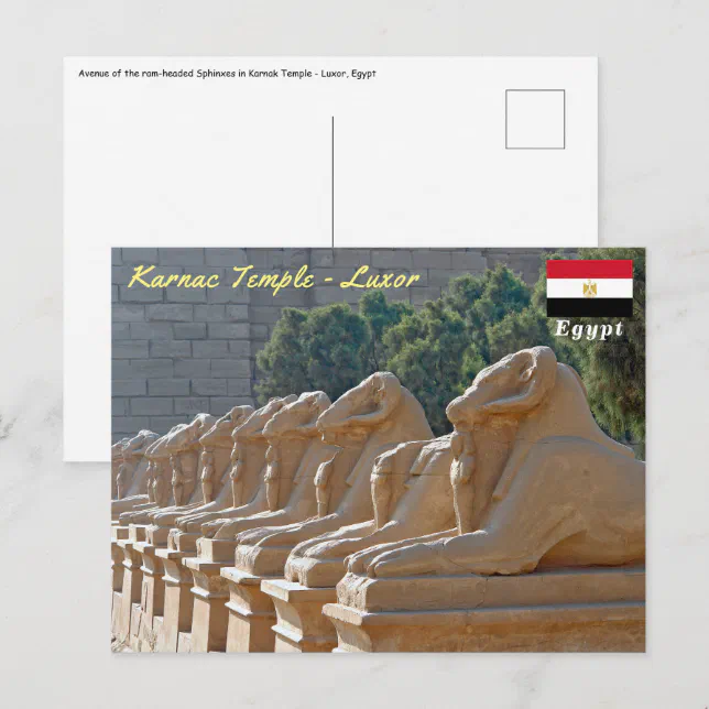Avenue of Sphinxes in Karnak Temple - Egypt Postcard | Zazzle