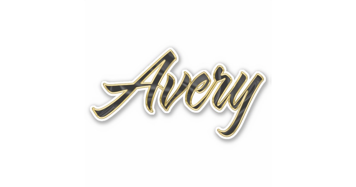 Avery black gold lettering sticker sticker | Zazzle