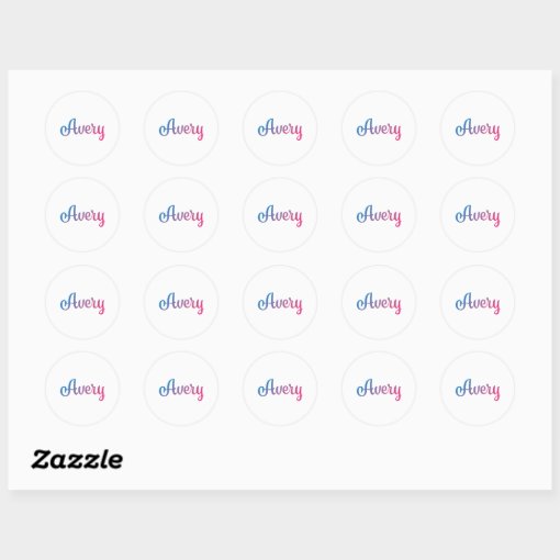 Avery Stylish Cursive Classic Round Sticker | Zazzle