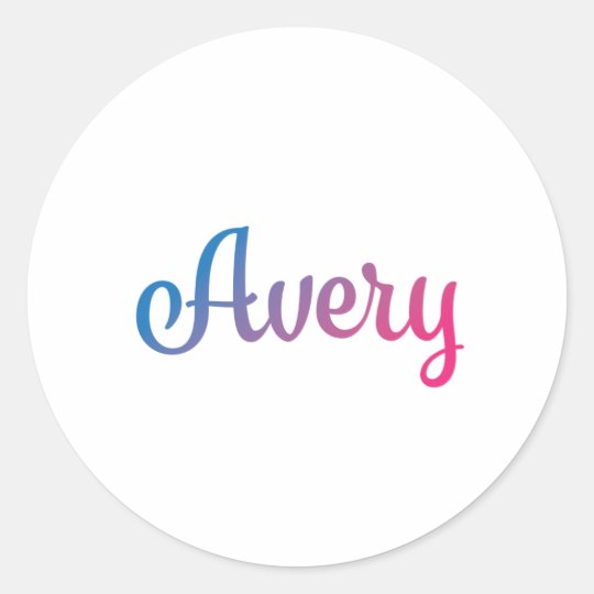 Avery Stylish Cursive Classic Round Sticker | Zazzle.com