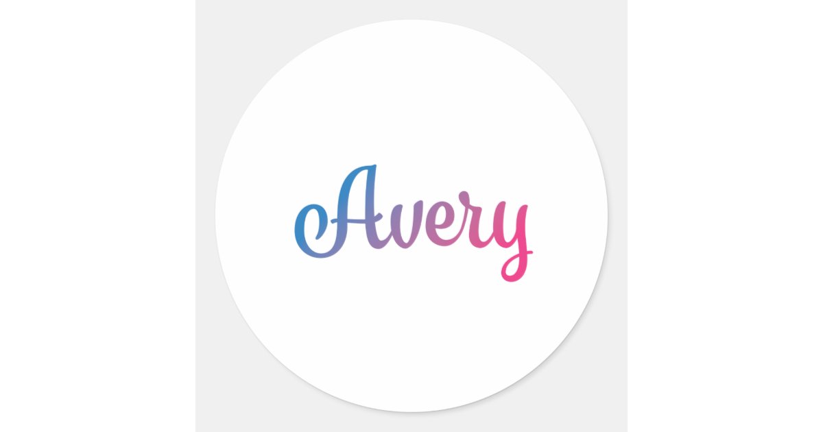 Avery Stylish Cursive Classic Round Sticker | Zazzle