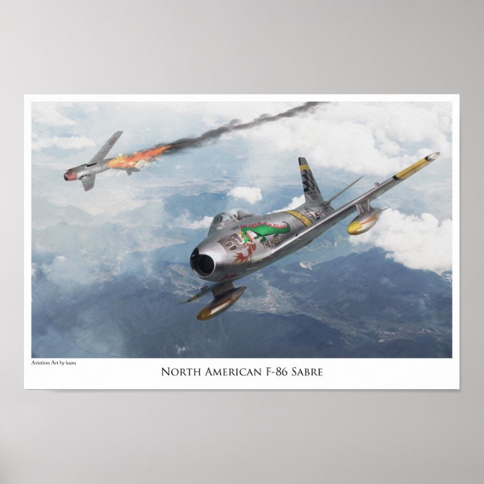 Aviation Art Poster "F-86 Sabre"" | Zazzle.com