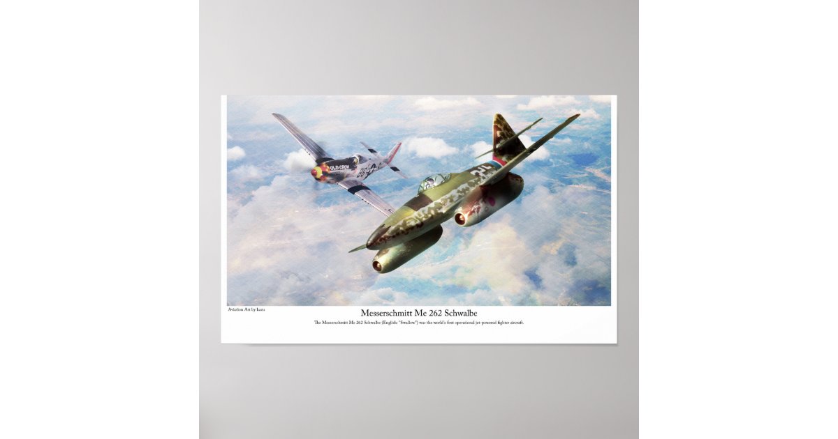 Aviation Art Poster "Messerschmitt Me 262" | Zazzle
