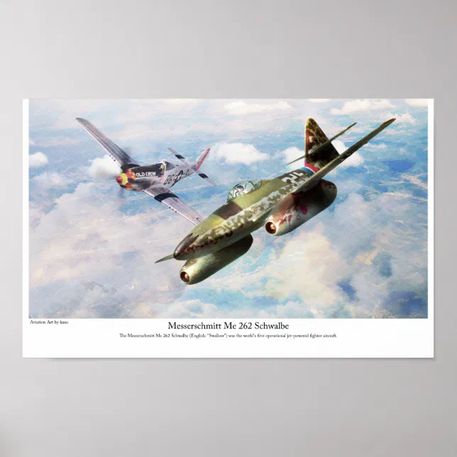 Aviation Art Poster "Messerschmitt Me 262" | Zazzle