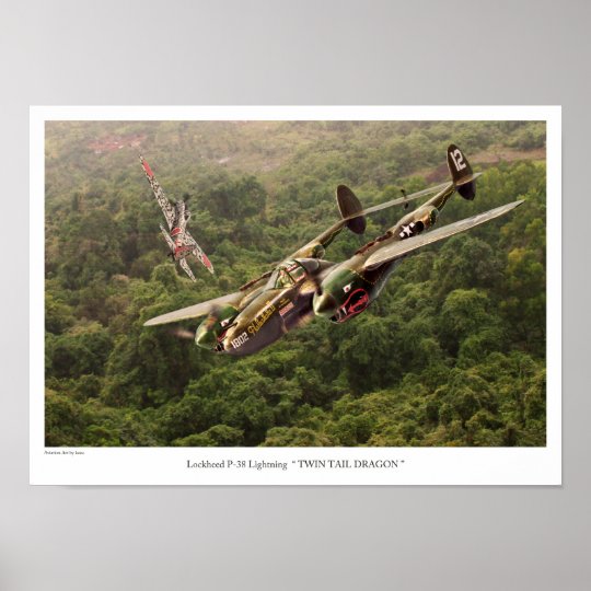 Aviation Art Poster "P-38 Lightning" | Zazzle.com