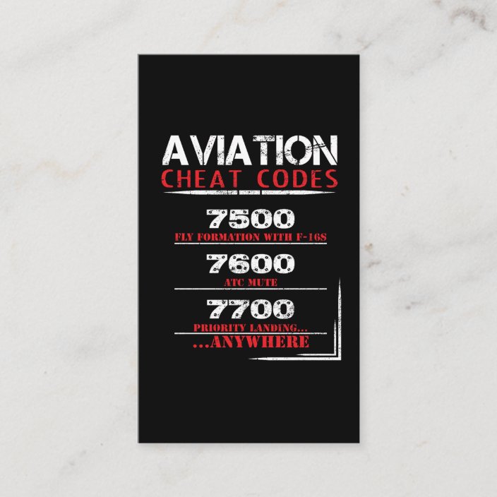 Aviation cheat codes - Funny Tshirt for pilots Business Card | Zazzle.com
