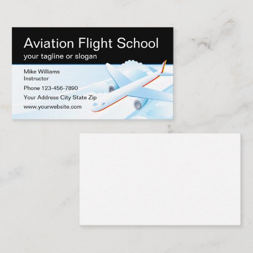 Aviation Flight School Instructor Business Card | Zazzle
