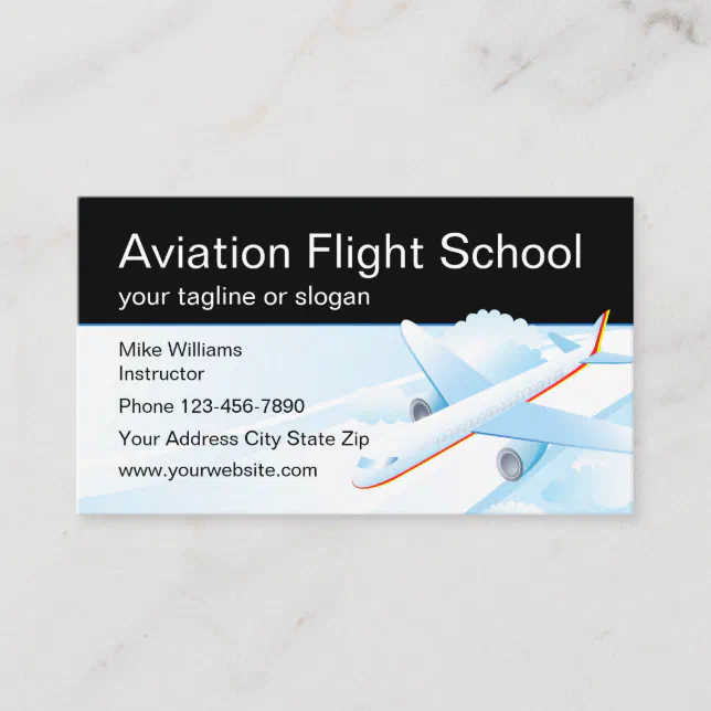 Aviation Flight School Instructor Business Card | Zazzle