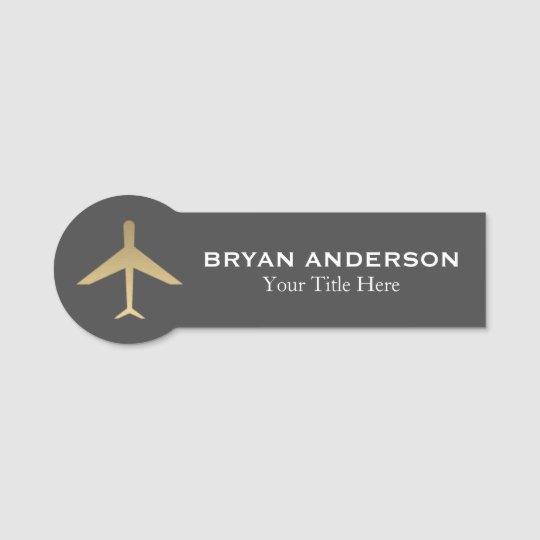 Aviation - Gold Airplane Name Tag | Zazzle.com