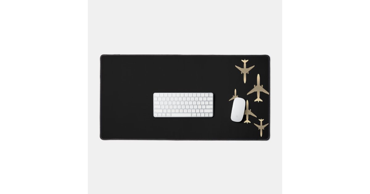 Aviation Gold Airplanes Desk Mat | Zazzle