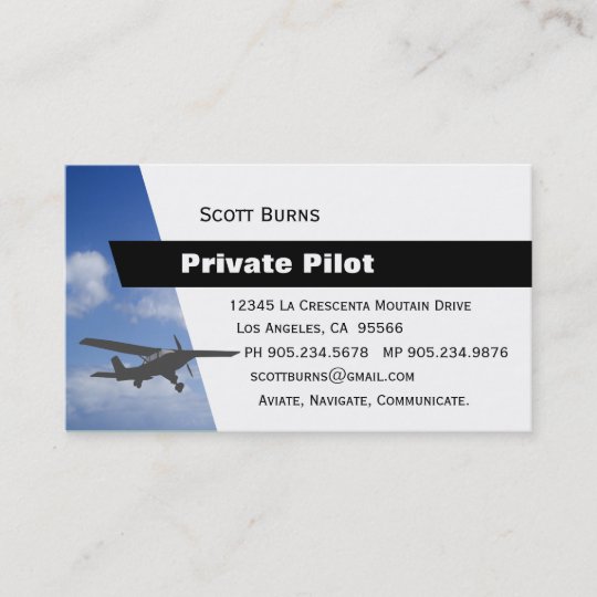 Aviation Pilot Business Card | Zazzle.com