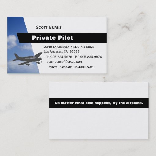 Aviation Pilot Business Card | Zazzle
