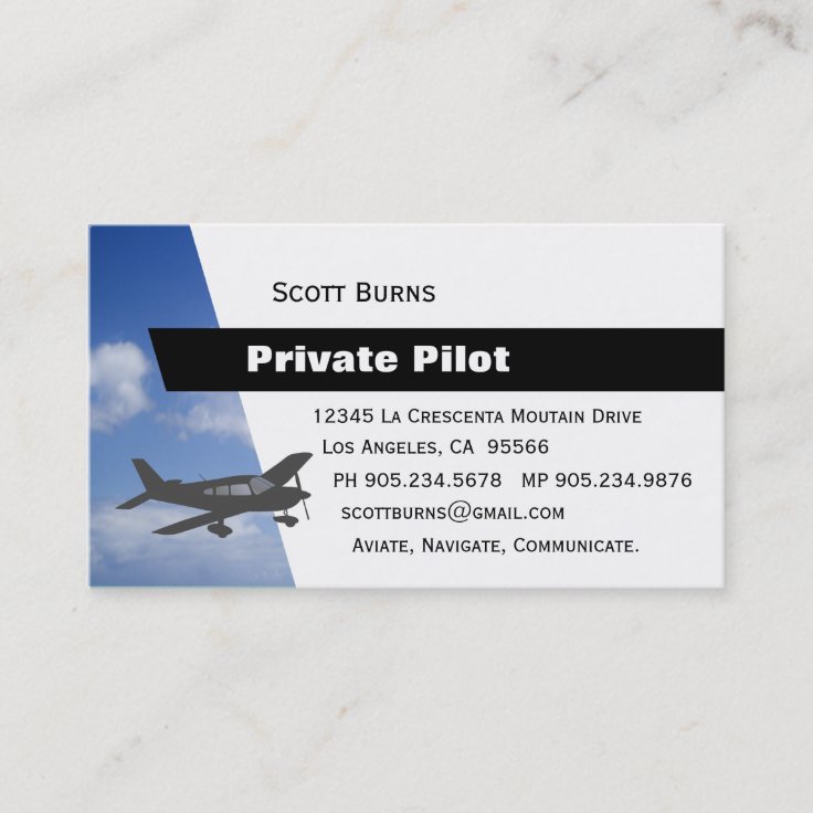 Aviation Pilot Business Card | Zazzle