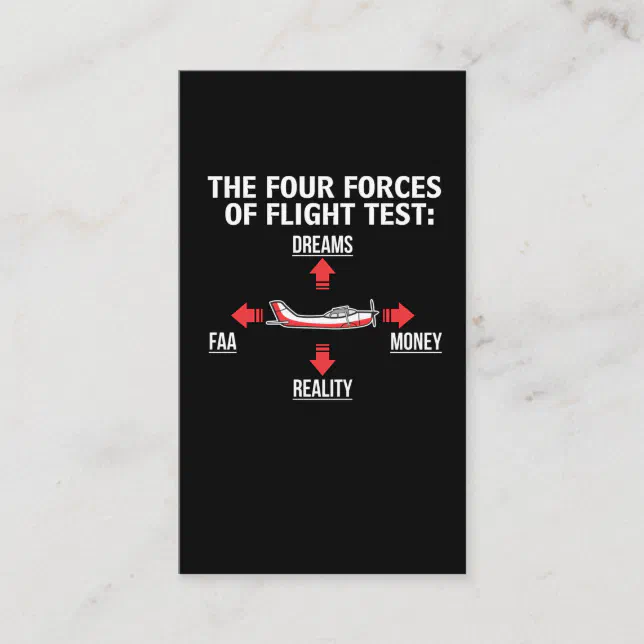 Aviation Pilot Gift - Four Forces of Flight Test Business Card | Zazzle