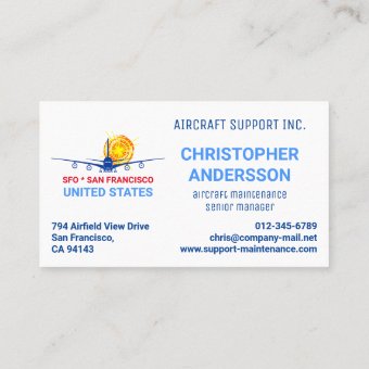 Aviation Professional Cool Fully Customizable Business Card | Zazzle