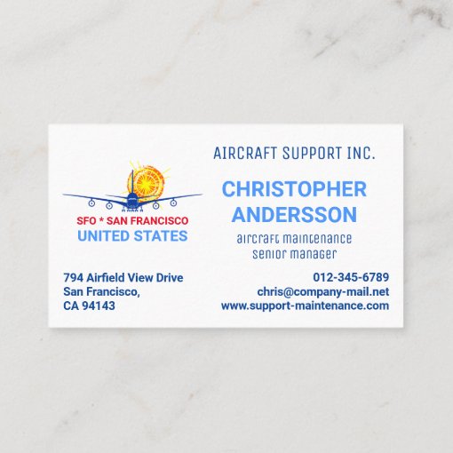 Aviation Professional Cool Fully Customizable Business Card | Zazzle