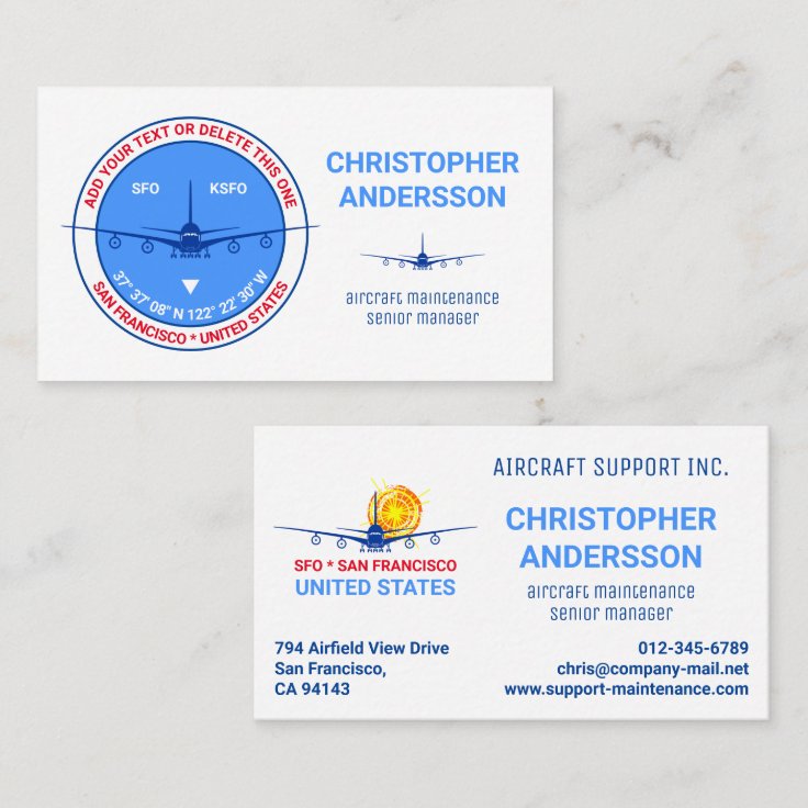 Aviation Professional Cool Fully Customizable Business Card | Zazzle