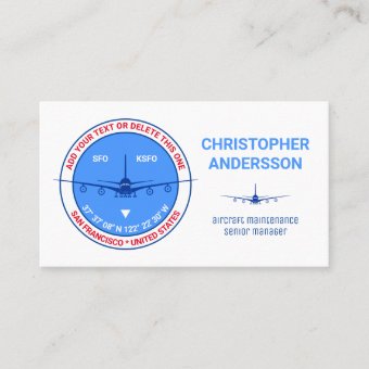Aviation Professional Cool Fully Customizable Business Card | Zazzle