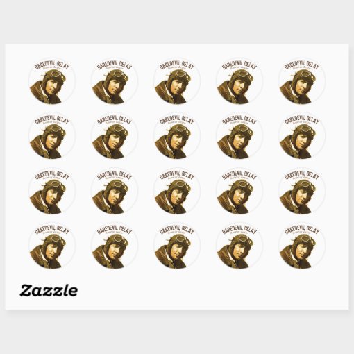 Aviator Actor DAREDEVIL DeLAY - Decal Sheet Classic Round Sticker | Zazzle