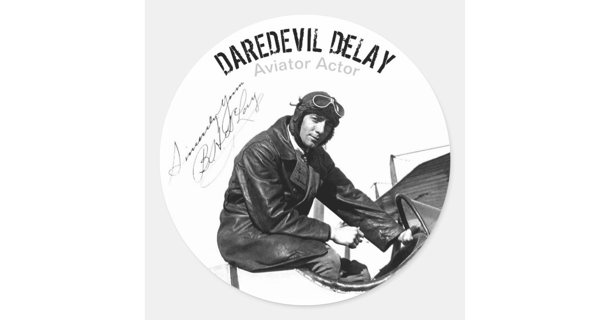 Aviator Actor DAREDEVIL DeLAY - Decal Sheet Classic Round Sticker | Zazzle
