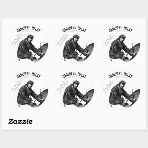 Aviator Actor DAREDEVIL DeLAY - Decal Sheet Classic Round Sticker | Zazzle