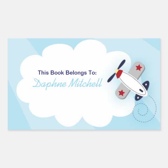 Aviator Airplane Custom Book Plate Sticker | Zazzle.com